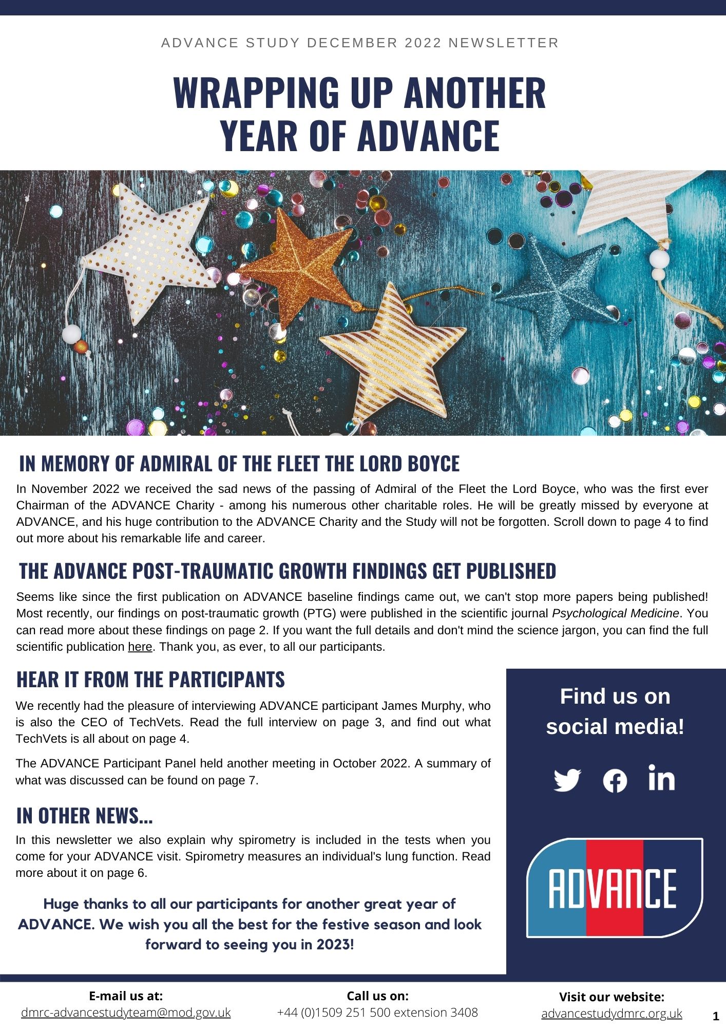 ADVANCE Study December 2022 Newsletter - ADVANCE Study